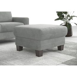 Polsterhocker OTTO HOME, B:77cm H:48cm T:67cm, silber, 100% Polyester, Hocker, "Summer", inkl. Stauraum, Cord-Bezug, wengefarbene Holzf&uuml;&szlig;e