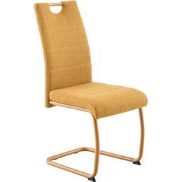 Freischwinger Hela, B:43cm H:97,5cm T:61cm, gelb, Metall, Polyester, Stoff, St&uuml;hle, "FLORENZ", Rundrohrgestell Matching Colour, gepolstert, mit Griff