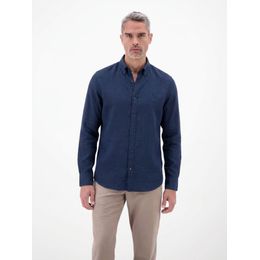 Lerros Herren Langarmhemd "Herrenhemd aus Baumwoll-Leinen-Mix", blau, Gr. S, 55% Leinen, 45% Baumwolle, Hemden, Baumwoll‐Leinen Mix, Langarm,