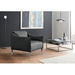 Cocktailsessel W.Schillig, B:84cm H:78cm T:84cm, grau, Longlife Xtra-Leder Z59: Glattleder mit modischer Pr&auml;gung. Hautst&auml;rke 0, 9 - 1, 1 mm., Sessel,