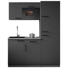 Pantryk&uuml;che respekta, B:160cm H:200cm T:60cm, grau, Komplettk&uuml;chen-Sets, "Oliver", zerlegt, wahlweise mit Mikrowelle, mit Soft Close, Breite 160 cm