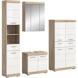 Badm&ouml;bel-Set Welltime, B:186cm H:191cm T:34cm, wei&szlig;, Holzwerkstoff, MDF, Kastenm&ouml;bel-Sets, "SIENA, 4 teilig, bestehend aus:", Hochschrank,