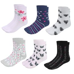 TUPTAM M&auml;dchen Kurzsocken "Socken Kinder Socken M&auml;dchen Jungen Bunt Gemustert 6er Pack", Gr. 35, schwarz, Obermaterial: 76% Baumwolle CO. 22%