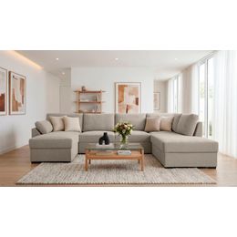Wohnlandschaft OTTO HOME, B:309cm H:88cm T:224cm, braun, 100% polyester, Sofas, "Citry", Breite 309 cm, Chenille, Bettfunktion, Bettkasten, U-Form