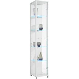 Fif M&ouml;bel Vitrine FIF M&Ouml;BEL, wei&szlig;, Holzwerkstoff, Sicherheitsglas ESG, Wohnzimmer, Schr&auml;nke, "OPTIMA", Standvitrine/Glasvitrine 1x Glast&uuml;r,perfekt f&uuml;r