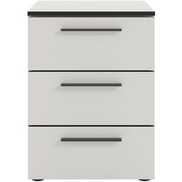 Nachtkommode MANJANA M&Ouml;BEL, B:45cm H:61,4cm T:40cm, wei&szlig;, Holzwerkstoff, Metall, Sideboards, "mit Schwarz matten Metallgriffen", mit