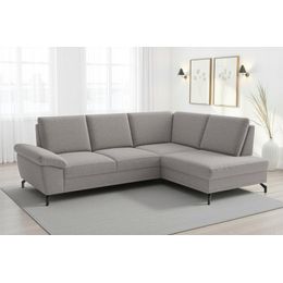 Sit & More Ecksofa SIT & MORE, B:249cm H:89cm T:190cm, grau, 100% Polyester, Wohnzimmer, Sofas, "Chelsea L-Form, B: 264 cm, mit Armteil-&