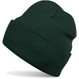 styleBREAKER Damen Strickm&uuml;tze "Winter Strickm&uuml;tze mit Krempe", gr&uuml;n, Modisch, Obermaterial: 100% Polyacryl PAN., M&uuml;tzen