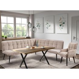 Essbank, B:260cm H:94cm T:201cm, beige, exxpo - SOFA FASHION, K&uuml;che, Sitzb&auml;nke, "Mocca Essbank, Sitzbank", hoher Sitzkomfort, bequem und elegant,