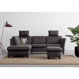 Ecksofa Home Affaire, B:252cm H:86cm T:213cm, grau, 100% Polyester, Wohnzimmer, Sofas, "Trelleborg L-Form", optional Schlaffunktion und Bettkasten,