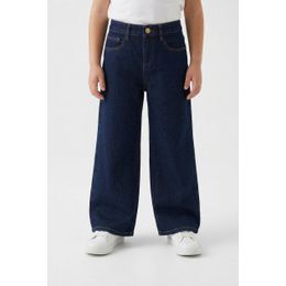 s.Oliver JUNIOR M&auml;dchen Weite Jeans, blau, Gr. 152, unifarben, Denim/Jeans, Obermaterial: 99% Baumwolle, 1% Elasthan, Jeans, mit Weitenregulierung
