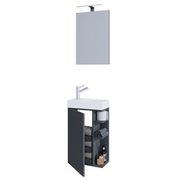 Waschtisch Vcm, B:40cm T:22cm, schwarz, Badezimmer, Waschtische, "2-tlg G&auml;ste WC Badm&ouml;bel Waschtisch Lumia Spiegel"