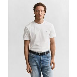 Gant Herren T-Shirt "REG SHIELD SS T-SHIRT", wei&szlig;, Gr. XXXL, unifarben, Jersey, Obermaterial: 100% Baumwolle, Shirts, mit Logostickerei auf der Brust