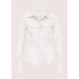 Madeleine Mode MADELEINE Damen Hemdbluse "Bluse Hemdbluse mit gl&auml;nzendem Finish", wei&szlig;, Modern, Gr. 48, Obermaterial: 75% Baumwolle CO. 22% Polyamid PA. 3% Elasthan