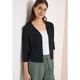 Cecil Damen Shirtjacke, schwarz, Gr. M, unifarben, Jersey, Obermaterial: 64% Polyester, 34% Viskose, 2% Elasthan, Shirts, Offene 3/4-Arm Jacke im