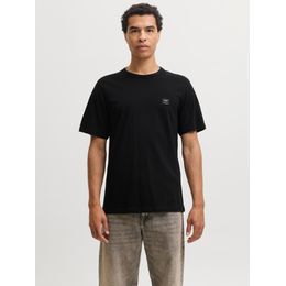 Jack & Jones JACK & JONES Herren Rundhalsshirt "JJCLEVELAND TEE SS CREW NECK SN", schwarz, Gr. XL, bedruckt, Jersey, Obermaterial: 100% Baumwolle, Shirts,