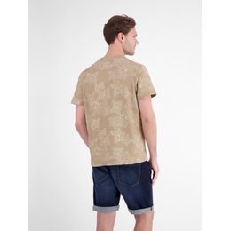 Lerros Herren T-Shirt "T-Shirt mit floralem Print und O-Neck in Jersey-Qualit&auml;t"gravel beige, Gr. M, 100% Baumwolle, Shirts