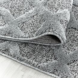 Teppich, H:20mm &Oslash;:200cm, grau, Ayyildiz Teppiche, Polypropylen (PP), Wohnzimmer, Teppiche, "PISA 4702, auch als L&auml;ufer und Rund", Hoch Tief Struktur,