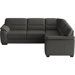 Sit & More Ecksofa SIT & MORE, B:255cm H:88cm T:225cm, grau, Wohnzimmer, Sofas, "Montego Leder, L-Form, B: 255cm", wahlweise mit Schlaffunktion und Schubkasten