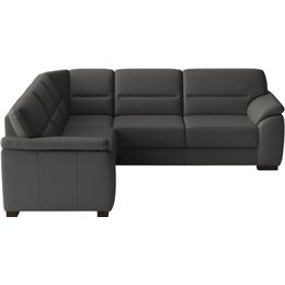Sit & More Ecksofa SIT & MORE, B:255cm H:88cm T:225cm, grau, Wohnzimmer, Sofas, "Montego Leder, L-Form, B: 255cm", wahlweise mit Schlaffunktion und Schubkasten