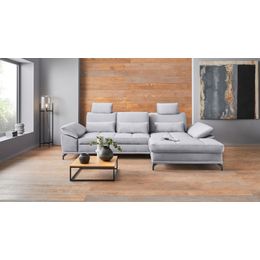 Ecksofa OTTO HOME, B:301cm H:89cm T:176cm, grau, 100% Polyester;Samtoptik (100% Polyester), Wohnzimmer, Sofas, "Costello L-Form, B: 301cm, Sitztiefen