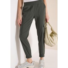 Cecil Damen Cargohose, gr&uuml;n, Gr. XXL, unifarben, Web, 66% Baumwolle, 30% Polyester, 4% Elasthan, Hosen, im Loose Fit