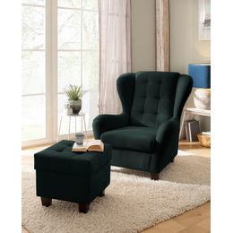 Ohrensessel Home Affaire, B:92cm H:103cm T:93cm, gr&uuml;n, Microfaser Antiklederoptik (100% Polyester);Microfaser PRIMABELLE (100% Polyester), Sessel,