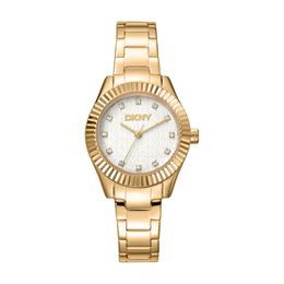 DKNY Damen Quarzuhr "Chambers Glitz"goldfarben, Armbanduhren, Armbanduhr, Damenuhr, Edelstahlarmband, analog