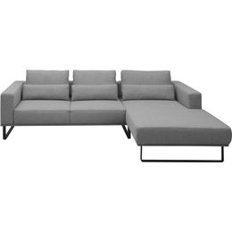 Ecksofa Musterring, B:292cm H:88cm T:185cm, grau, 100% Polyester, Wohnzimmer, Sofas, "JustB PM100", Gro&szlig;z&uuml;gige 292 cm Breite, schwarze Metallkufen