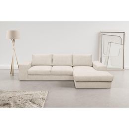 Ecksofa WERK2, B:280cm H:86cm T:190cm, beige, 100% Polyester, Wohnzimmer, Sofas, "Rozzana 280 x 190 cm modern und bequem", Pl&uuml;sch, L-Form, XXL