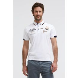 Gaastra Herren Poloshirt, wei&szlig;, Gr. S, bedruckt, Piqu&eacute;, Material: 95% Baumwolle, 5% Elasthan, Shirts, mit Artwork & Canvas-Patches