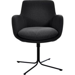 K+w Komfort & Wohnen Esszimmerstuhl, B:59cm H:84cm T:65cm, grau, K+W KOMFORT & WOHNEN, St&uuml;hle, "Pego Drehstuhl", filigranem 4-Fu&szlig;-Gestell in schwarz