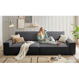 Big-Sofa OTTO HOME, B:316cm H:90cm T:135cm, grau, 100% Polyester, Sofas, "SHERWOOD XXL Leinenoptik, Big-Sofa (316cm), extra tief (95 cm)", bequemer