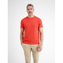 Lerros Herren Rundhalsshirt, rot, Gr. S, unifarben, Single Jersey, Obermaterial: 100% Baumwolle, Shirts, mit Logo Stickerei