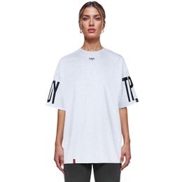 Trueprodigy Damen Oversize-Shirt "Viktor F Logo Print Oversized Rundhals", grau, Gr. M, Obermaterial: 50% Baumwolle CO. 50% Polyester PES., Shirts