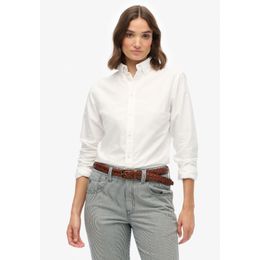 Superdry Damen Hemdbluse "SLIM OXFORD BD L/S SHIRT"optic wei&szlig; oxford, Gr. M, unifarben, Web, Obermaterial: 100% Baumwolle, Blusen, Baumwolle, slim fit