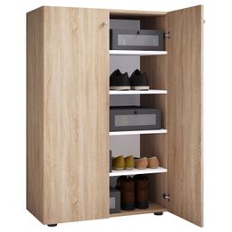 Schuhschrank Vcm, B:70cm T:39cm, braun, Obermaterial: 100% Holz Wood., Flur, Schr&auml;nke, "XL Holz Gro&szlig;er Schuhschrank Schuhkommode Lona 5"