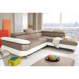 Ecksofa COTTA, B:279cm H:73cm T:228cm, wei&szlig;, Wohnzimmer, Sofas, "Solution L-Form, Design Sofa, bequeme Wellenunterfederung, Design Fu&szlig;", mit Arm- &