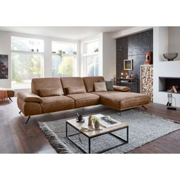 Ecksofa DIE PLANBAR, B:322cm H:89cm T:187cm, braun, Sichtrahmen: Aus Spannplatte mit augesetzten Weildeiche funiert, Wohnzimmer, Sofas, "PN-EM18063