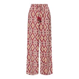 Only Damen Schlupfhose "ONLGINI MIKASI WIDE PULL UP PANT WVN", rot, Gr. M, bedruckt, Web, Obermaterial: 80% Viskose, 20% Nylon, Hosen, Viskosemischung