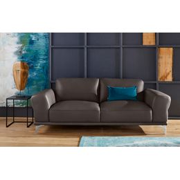 2,5-Sitzer W.Schillig, B:212cm H:78cm T:94cm, braun, Sofas, "montanaa Designsofa mit erstklassigem Sitzkomfort, Ferderkern", mit Metallf&uuml;&szlig;en in Chrom