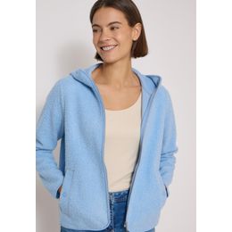 Cecil Damen Cardigan, blau, Gr. M, unifarben, Stoff, 100% Polyester, Strickjacken, mit Kapuze
