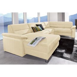 Sit & More Wohnlandschaft SIT & MORE, B:312cm H:85cm T:204cm, beige, NaturLeder in Sitz und R&uuml;cken, Korpus ist mit passendem Kunstleder