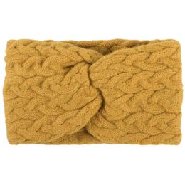 styleBREAKER Damen Stirnband "Strick Stirnband mit Zopfmuster und Twist Knoten", gelb, Modisch, Obermaterial: 100% Polyacryl PAN., M&uuml;tzen