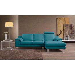 Ecksofa Egoitaliano, B:236cm H:84cm T:152cm, blau, Leder &raquo;BULL&laquo; (echtes Rindsleder). Geschliffenes, pigmentiertes und behandeltes Rindsleder mit