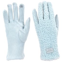 styleBREAKER Damen Fleecehandschuhe "Touchscreen Handschuhe mit Teddypl&uuml;sch", blau, Modisch, Obermaterial: 10% Elasthan EL. 90% Polyester PES.,
