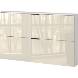 Schuhschrank Germania, B:140cm H:85cm T:19cm, braun, Flur, Schr&auml;nke, "Valega", Tiefe: 19cm, schmale Flure, Glasfront, mit Metallk&ouml;rben, T&uuml;rd&auml;mpfung