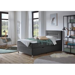 Boxbett Home Affaire, B:122cm L:209cm, grau, Stoffbezug Nordic (100% Polyester), Komplettbetten, "ESCALON, Polsterbett mit Bettkasten, inkl.
