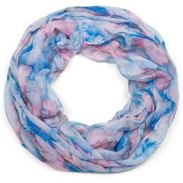 styleBREAKER Damen Loop "Loop mit bunten Federn", blau, Modisch, Obermaterial: 100% Viskose CV., Modet&uuml;cher