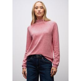 Street One Damen Langarmshirtracing rot meliert, Gr. 46, unifarben, Stoff, 58% Viskose, 39% Polyester, 3% Elasthan, Shirts, im Melange Look